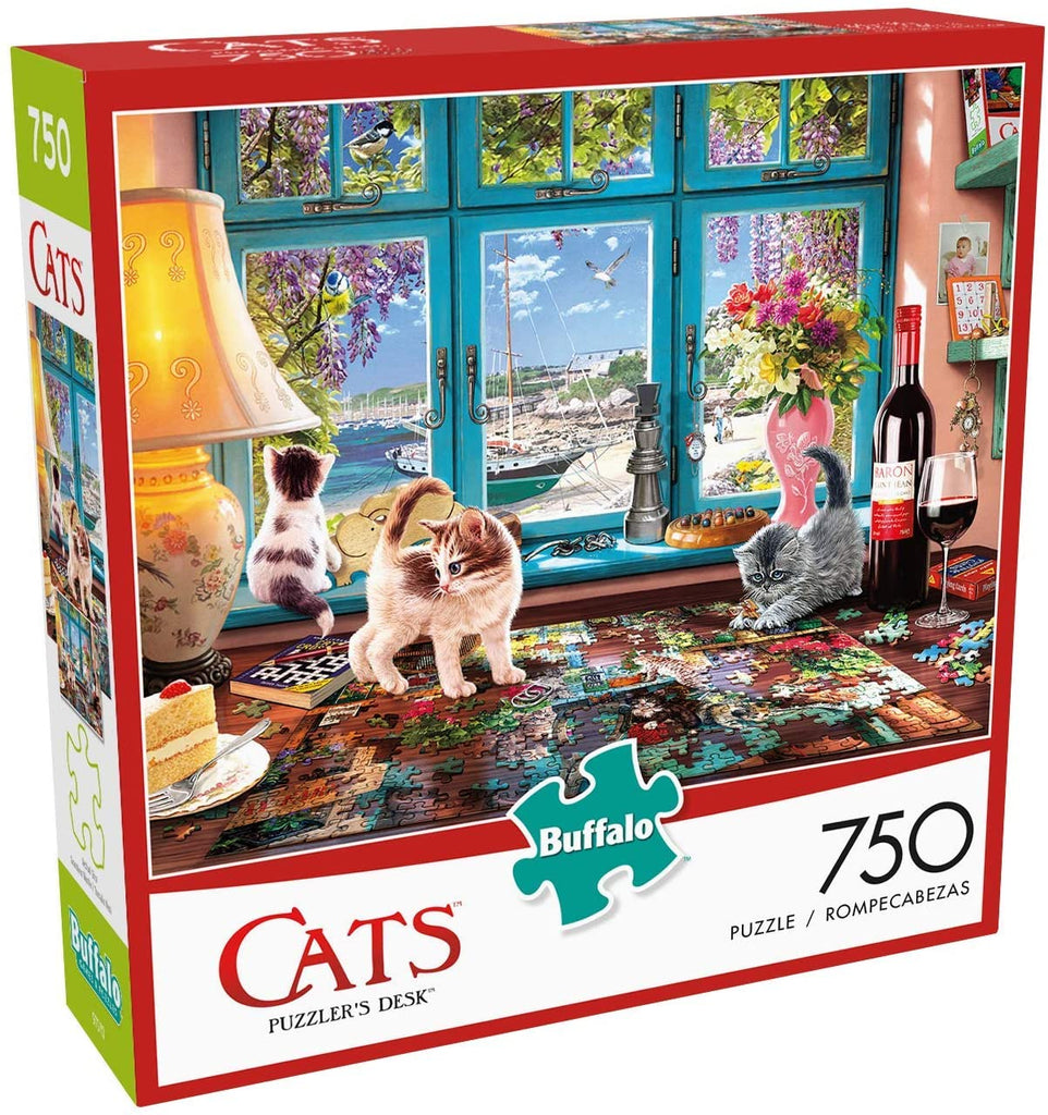 Buffalo Games - Cats Collection - Puzzler's Desk - 750 Piece Jigsaw Pu ...