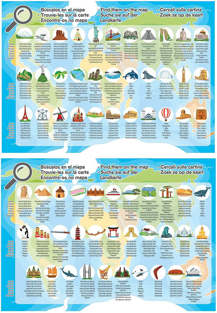 Educa - Monuments World Map Jigsaw Puzzle (150 Pieces) | I Love Puzzles