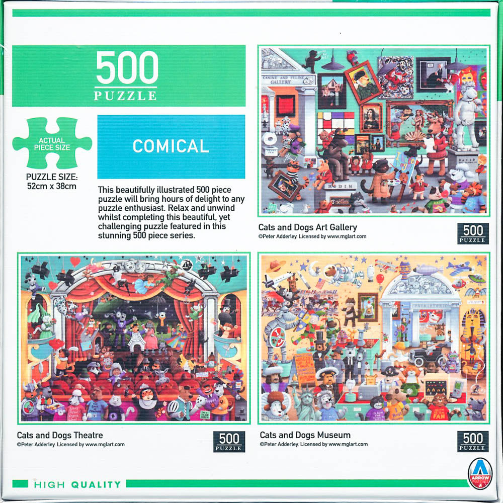Arrow Puzzles - Comical - Cats and Dogs Art Gallery - 500 Piece Jigsaw ...